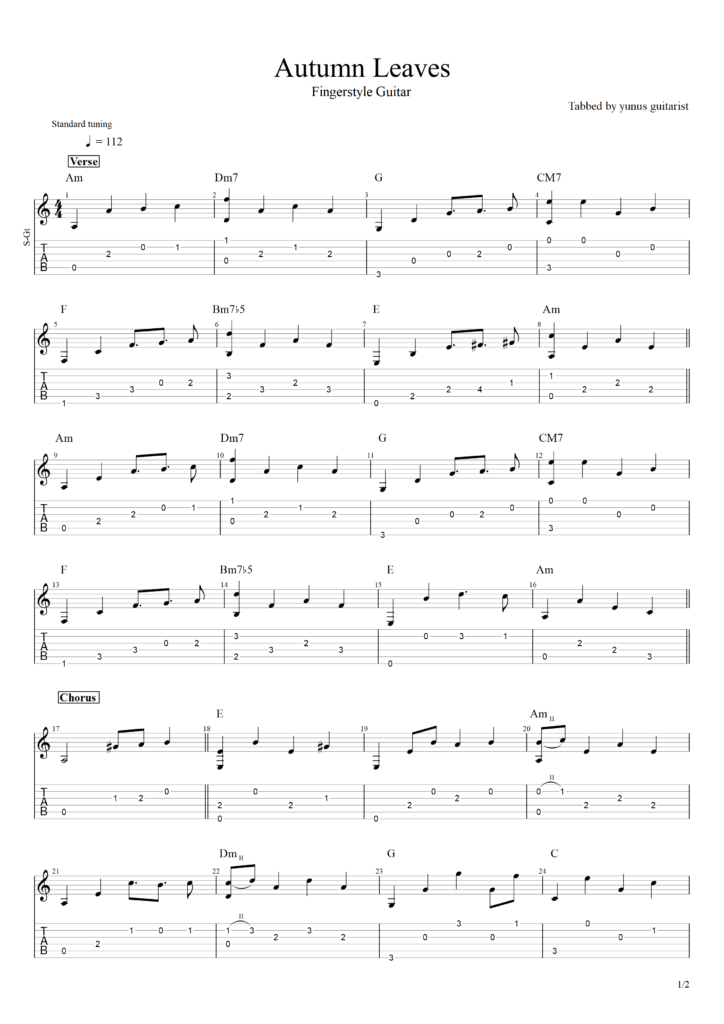 Autumn Leaves Pdf Yunus Guitarist