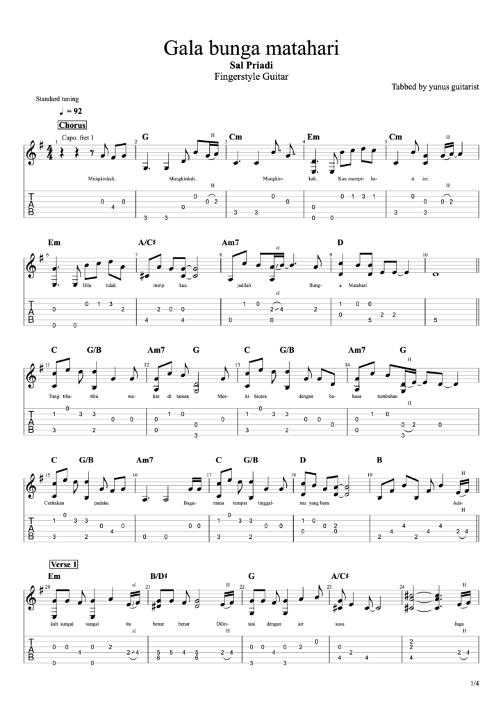 Gala Bunga Matahari - Sal Priadi - Lirik (PDF) - Yunus Guitarist