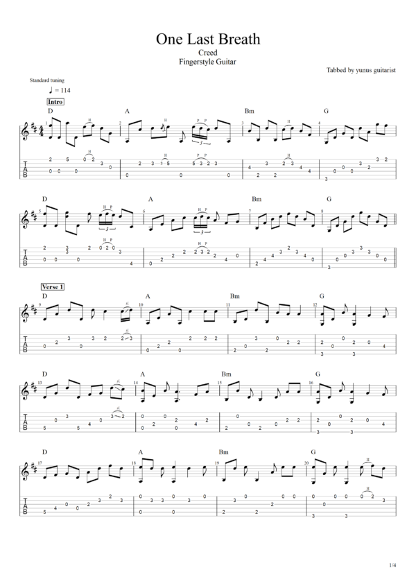 One Last Breath - Creed (PDF) - Yunus Guitarist