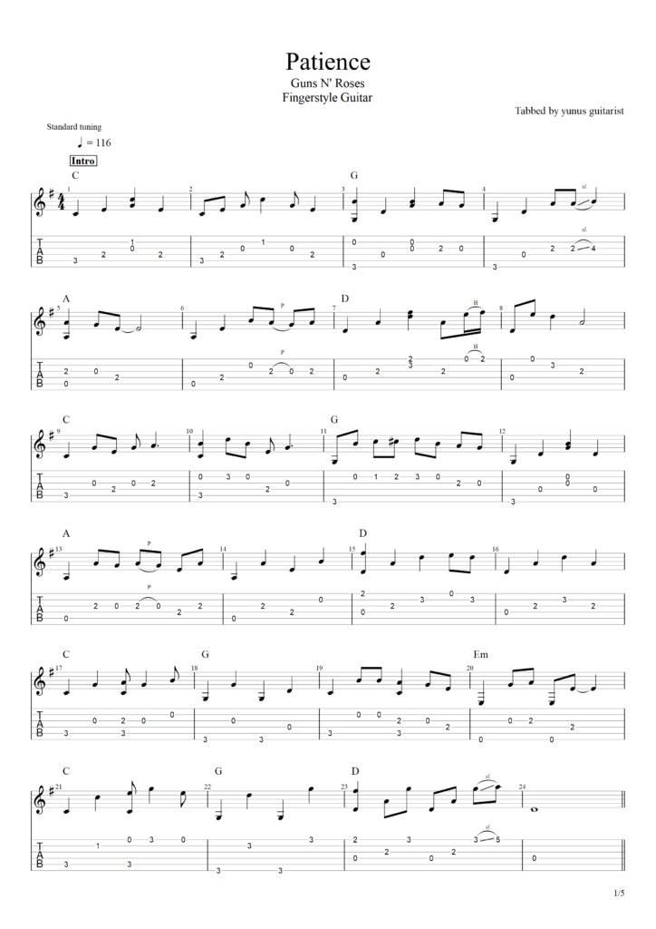 Patience - Guns N' Roses (PDF) - Yunus Guitarist