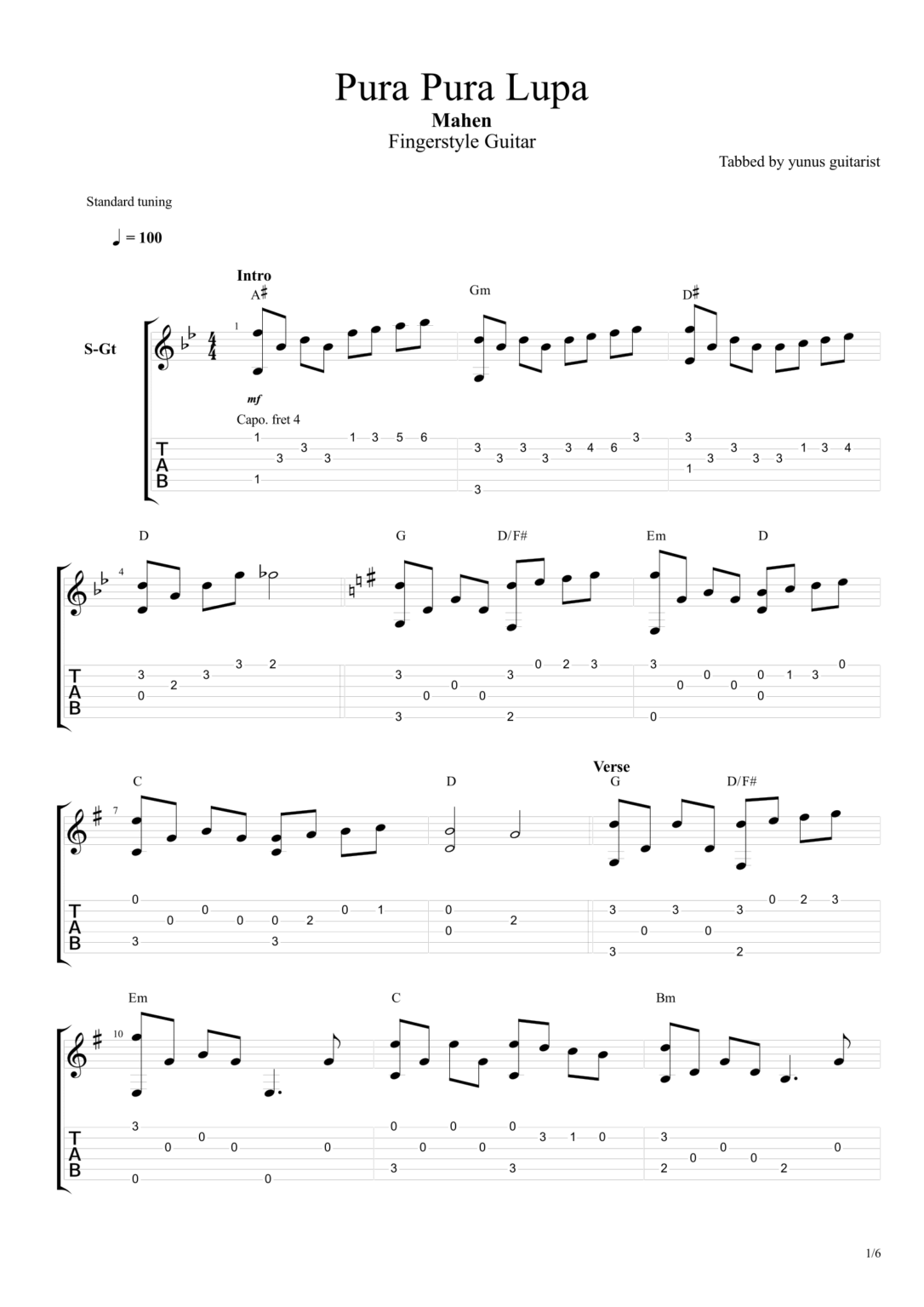 Pura Pura Lupa - Mahen (PDF) - Yunus Guitarist