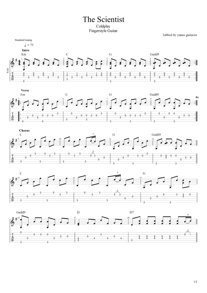 The Scientist - Coldplay (PDF) - Yunus Guitarist