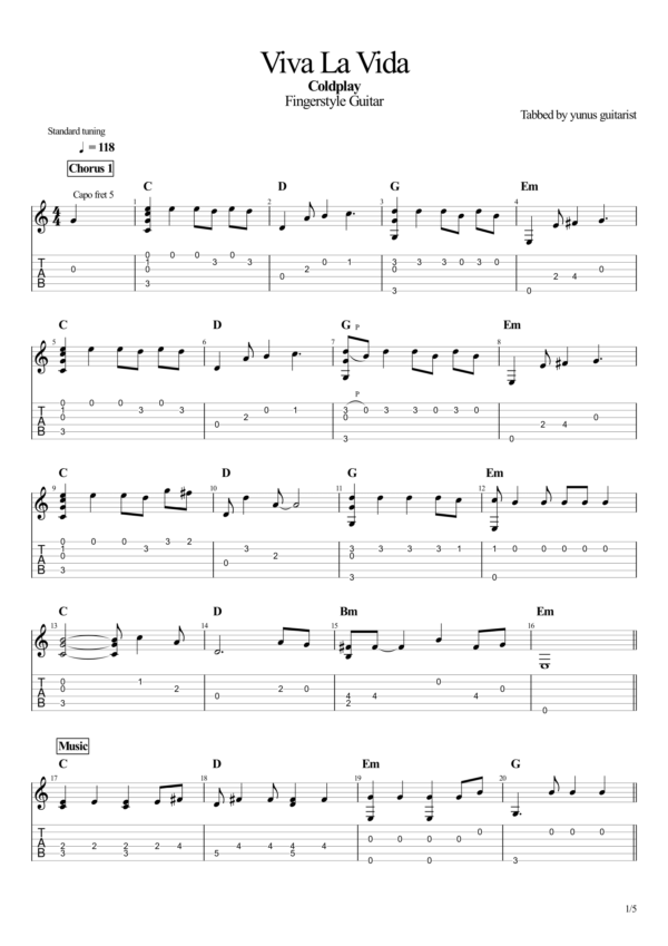 Viva La Vida - Coldplay (PDF) - Yunus Guitarist