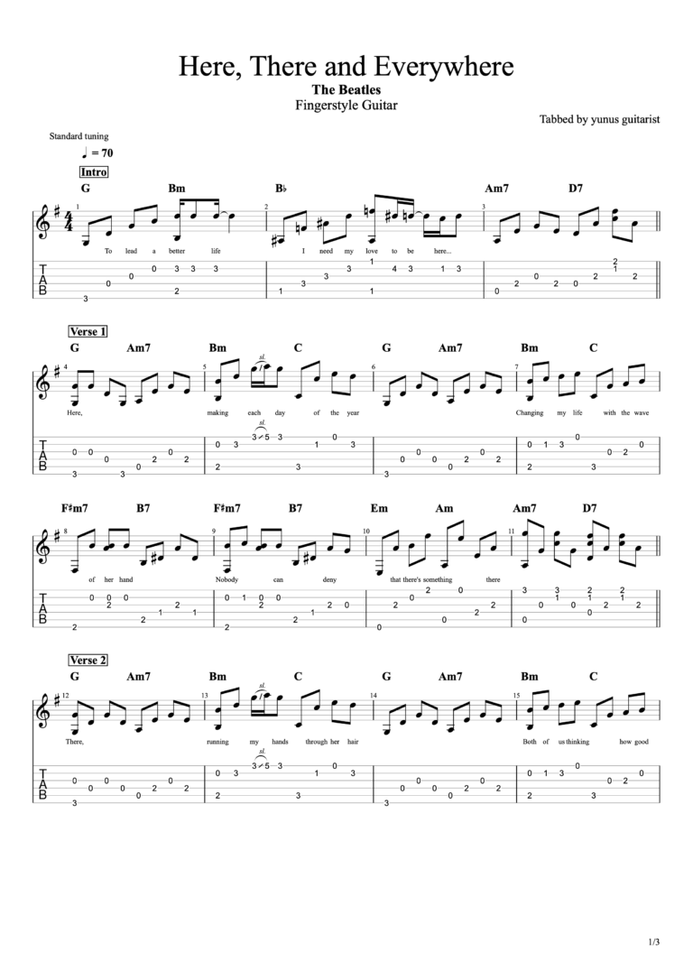 Here, There and Everywhere - The Beatles - Lyrics (PDF) - Yunus Guitarist